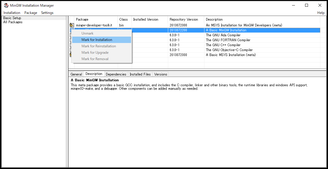 Mingw Installation Manager
